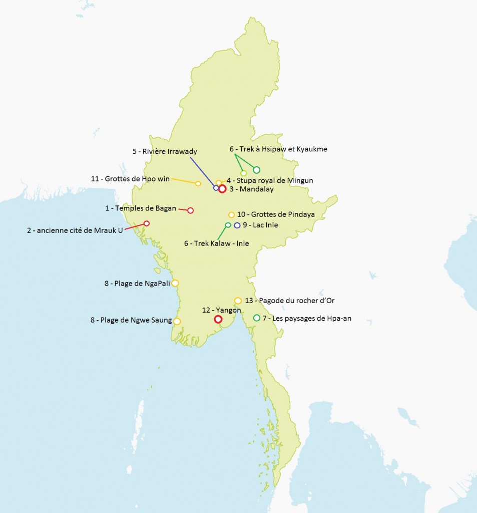 Carte de la Birmanie détaillée à imprimer | Noobvoyage.fr